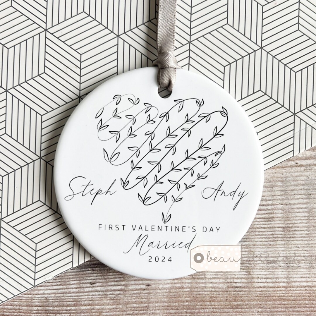 Personalised First Valentine’s Day Married Engaged Together Vine Heart ...