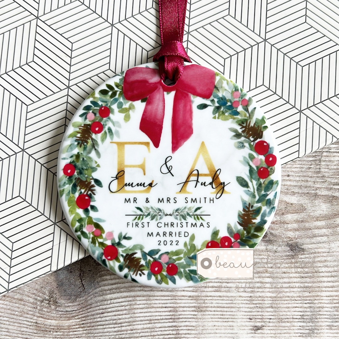 Personalised First Christmas Married Wedding Gift as Mr Mrs Gift ...