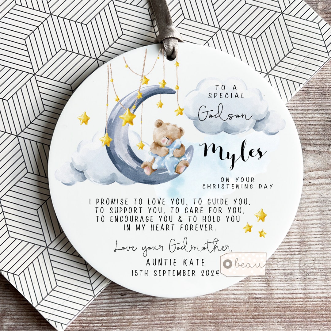 Personalised Promise to Godchild Christening Baptism Gift Baby Godson ...