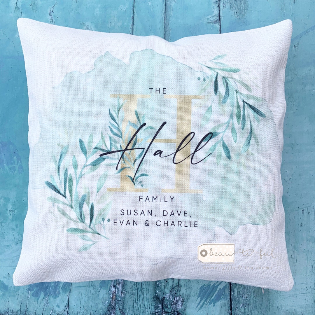 Personalised Family Name Home Quote Greenery Design Home Quote Linen ...