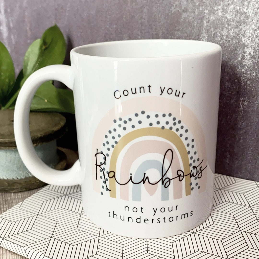 Personalised Count Your Rainbows Pastel Rainbow Quote Mug - Gift Mug ...