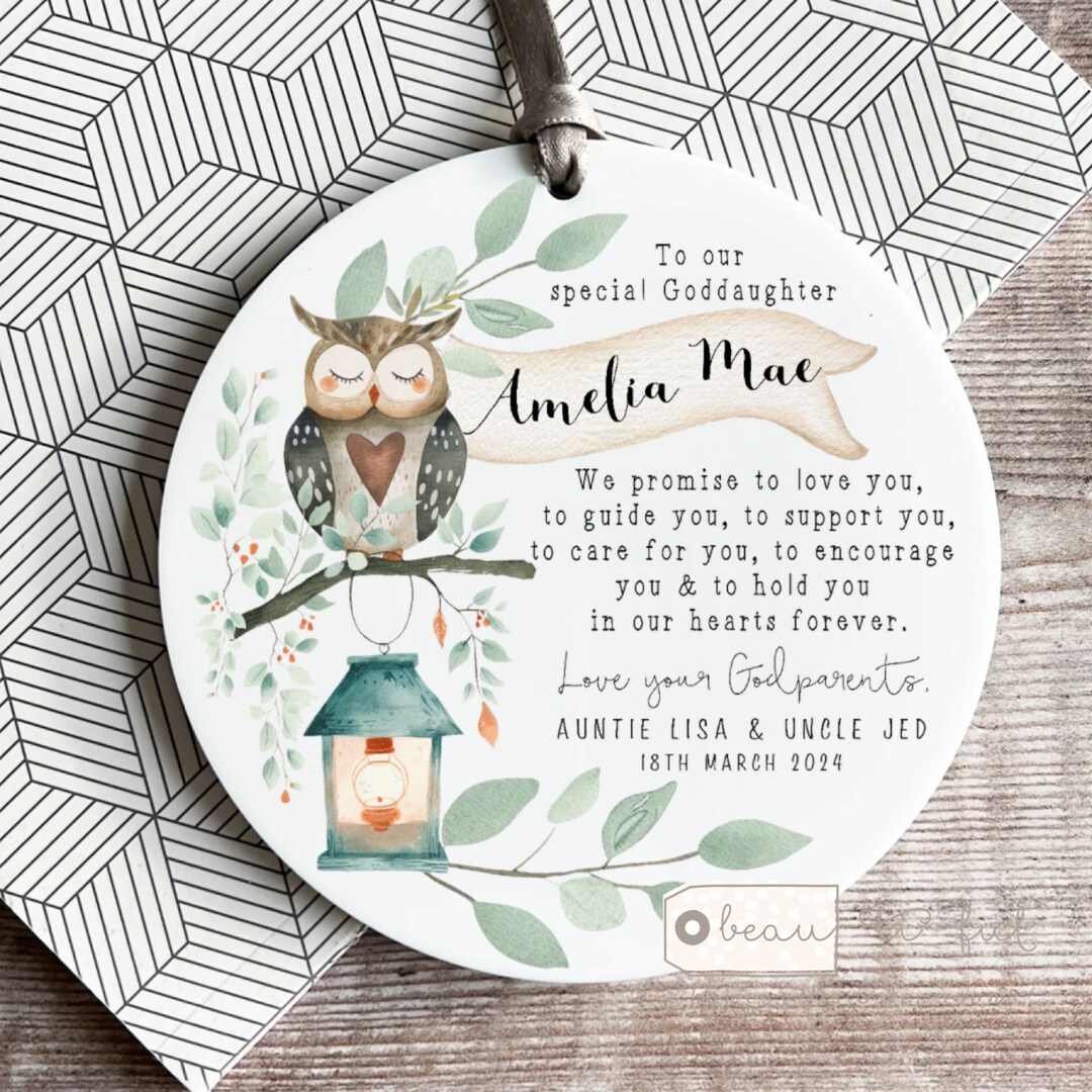 Personalised Promise to Godchild Christening Baptism Gift Baby Godson ...