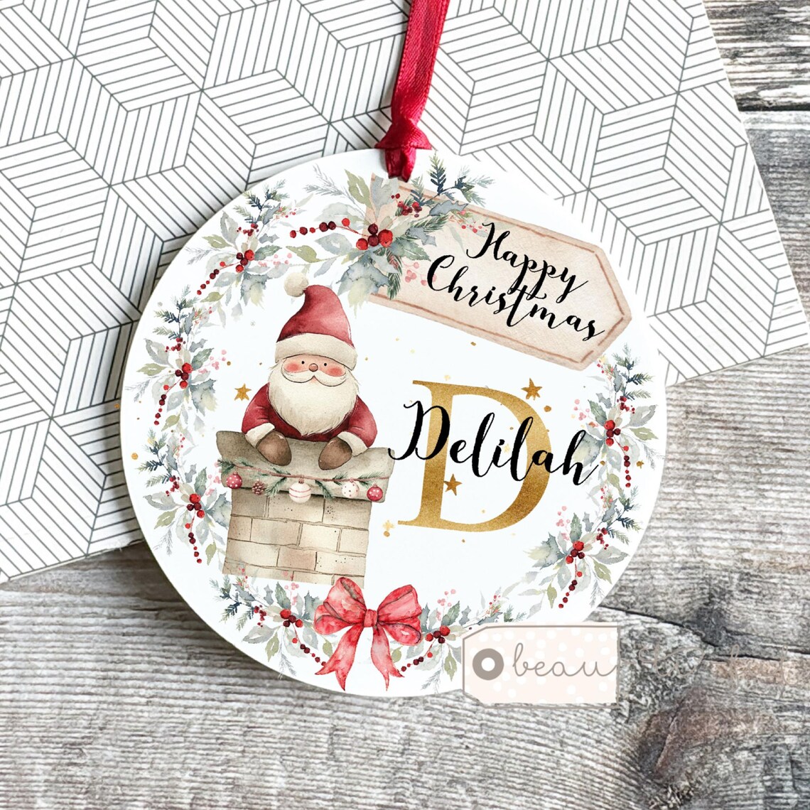 Personalised Happy Christmas Santa Chimney Christmas Gift Bauble ...