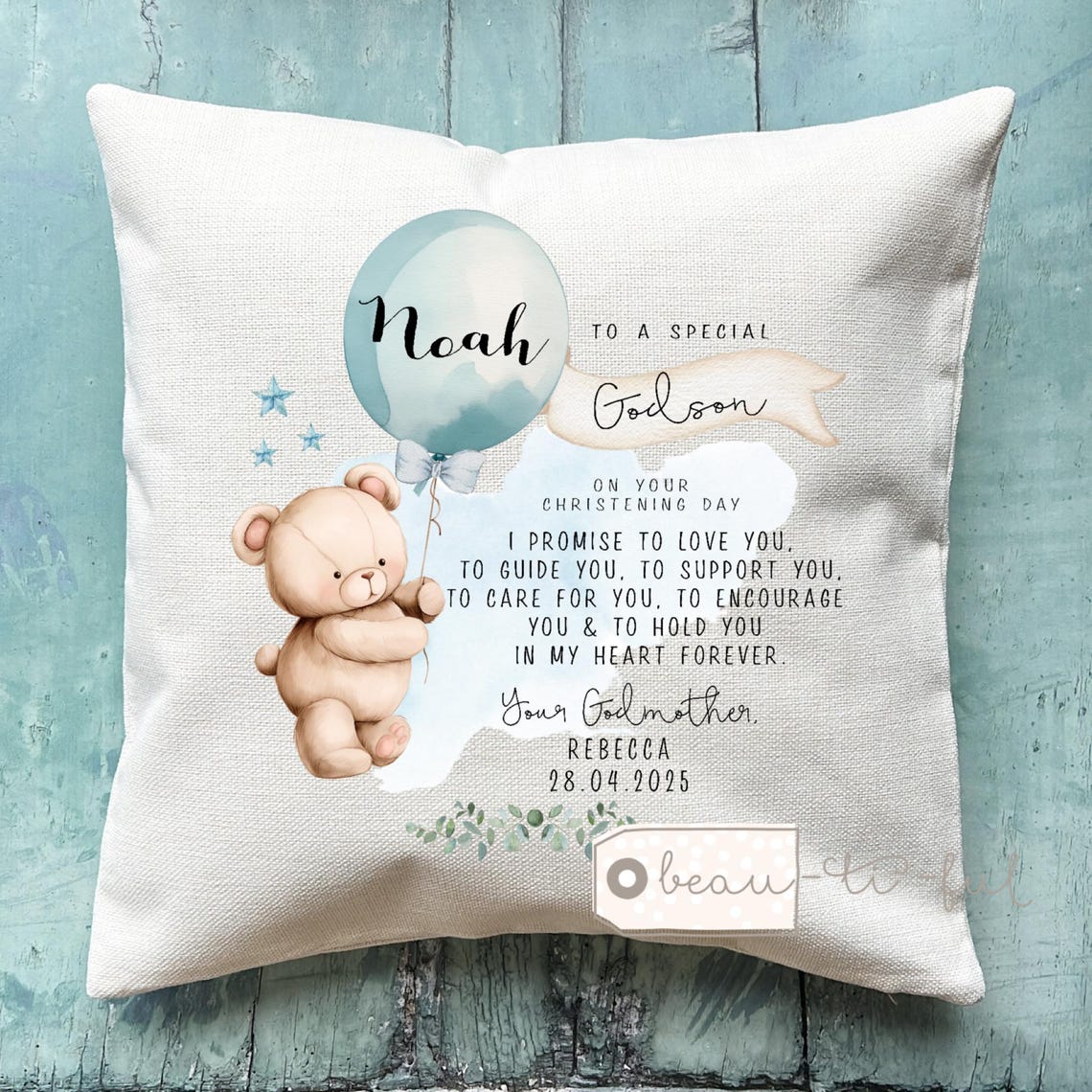 Personalised Promise to Godchild Christening Baptism Gift Baby Godson ...