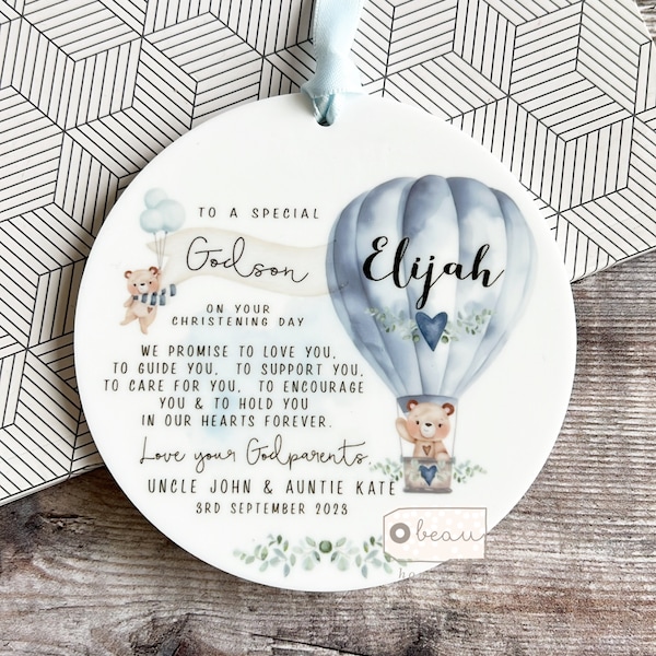 Personalised Promise to Godchild Christening Baptism Gift Baby Godson ...