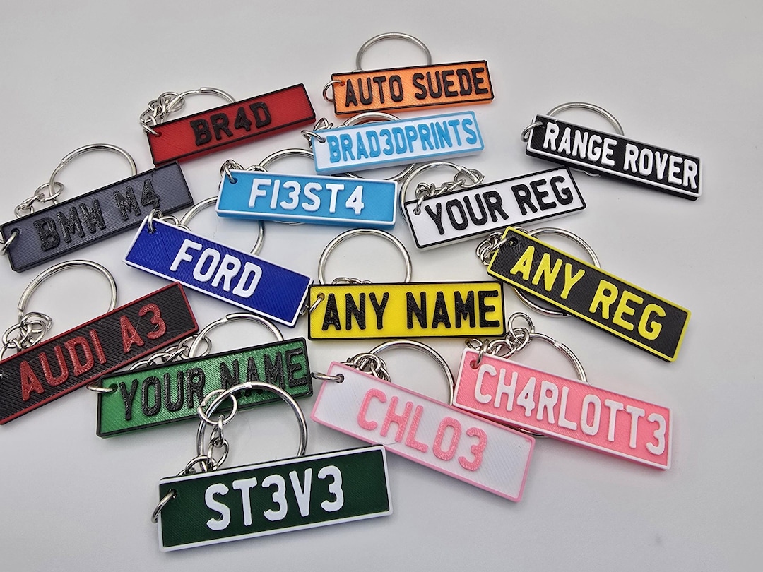 Personalised 3D Printed Car Number Plate Keyring | Car Reg Keyring ...