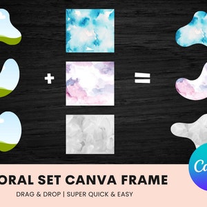 Black Blobs Frame Template, Easy Drag and Drop Canva Template, Mockup ...