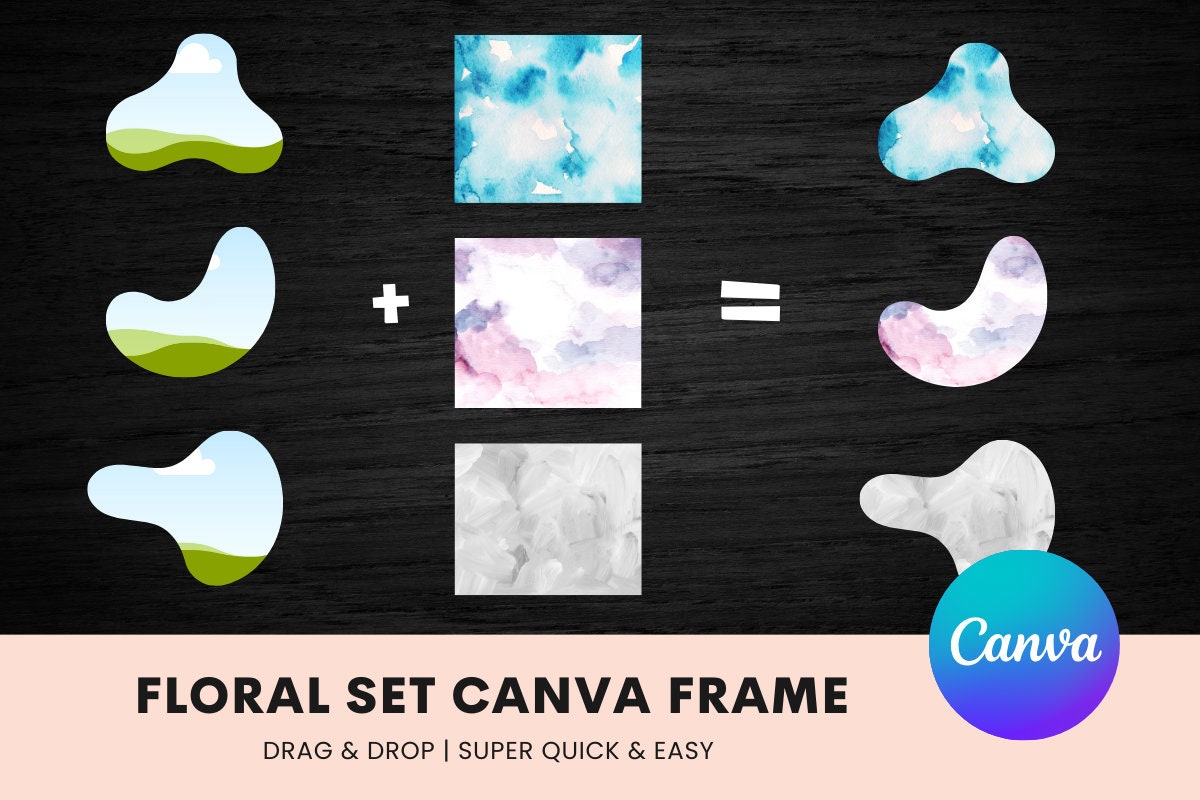 Black Blobs Frame Template, Easy Drag and Drop Canva Template, Mockup ...