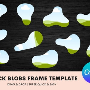 Black Blobs Frame Template, Easy Drag and Drop Canva Template, Mockup ...