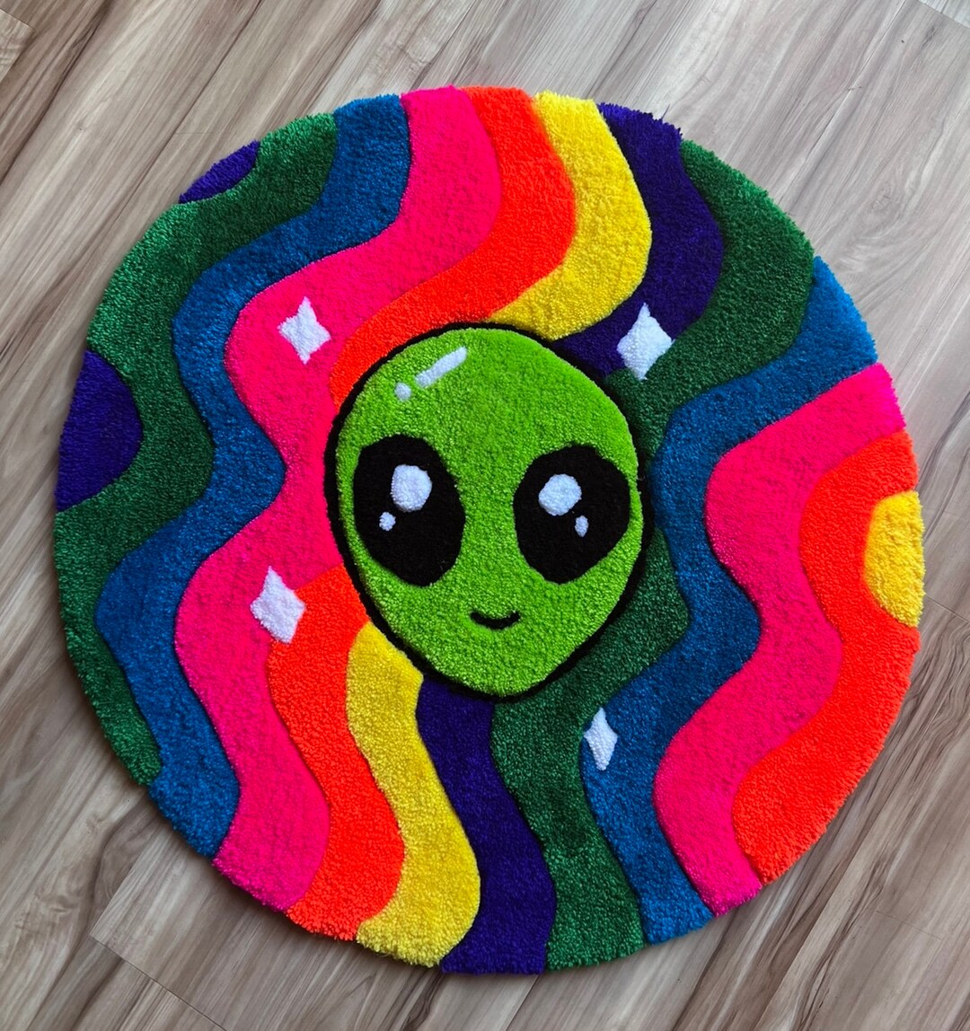 Trippy Alien Handmade Tufted Rug - Etsy
