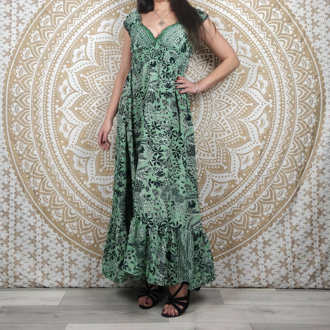 Khersa Long Dress in Indian Silk. Maxi Flared Boho Dress With - Etsy
