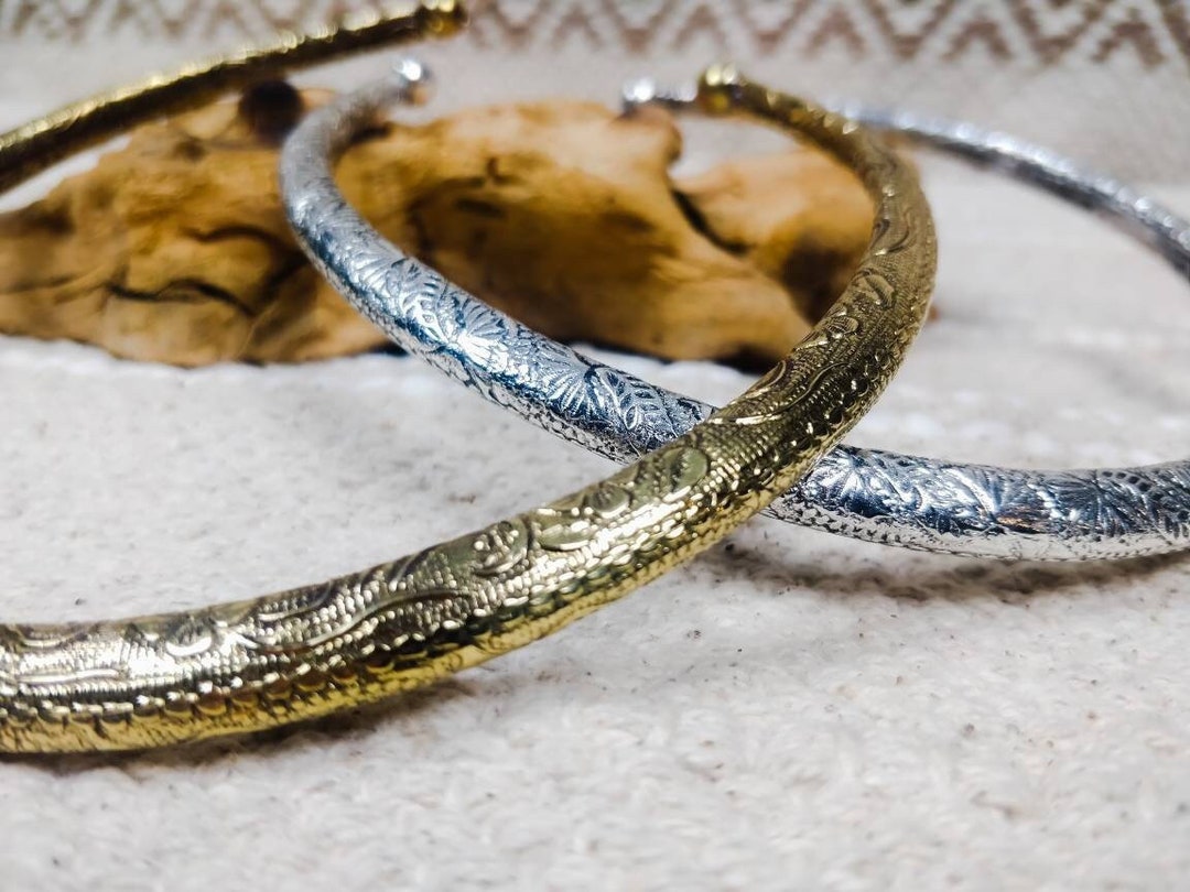 Ethnic Round Brass / Silver Plated Brass Torque. Torque Necklace. Women ...