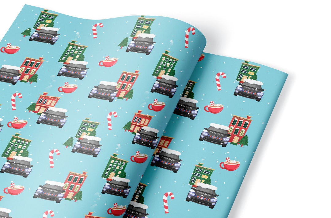 Police Car Wrapping Paper, Christmas Wrapping Paper Sheets, Cute Baby ...