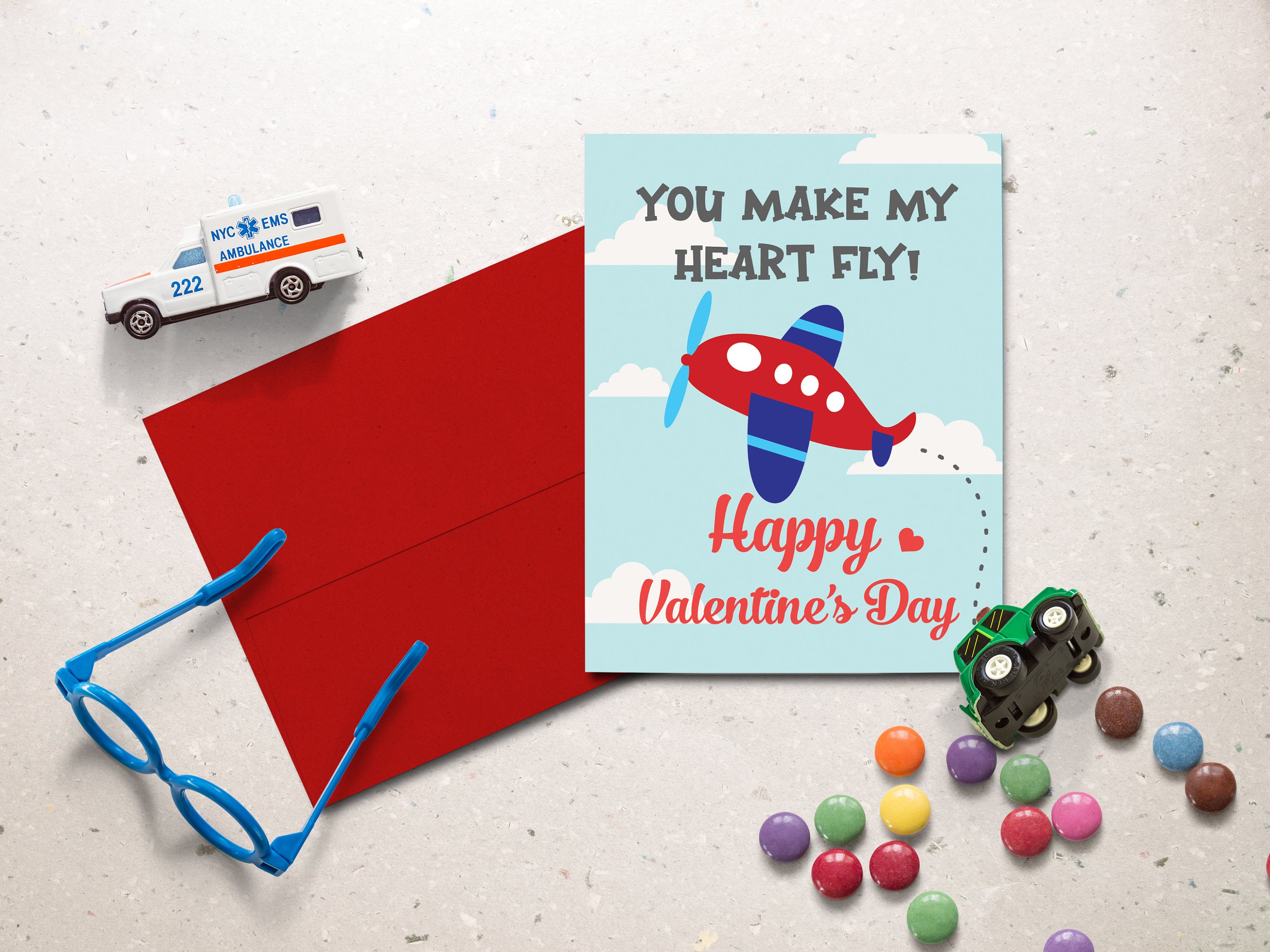 Valentines Cards for Kids, 25 Cards for School, Airplane Valentine's ...