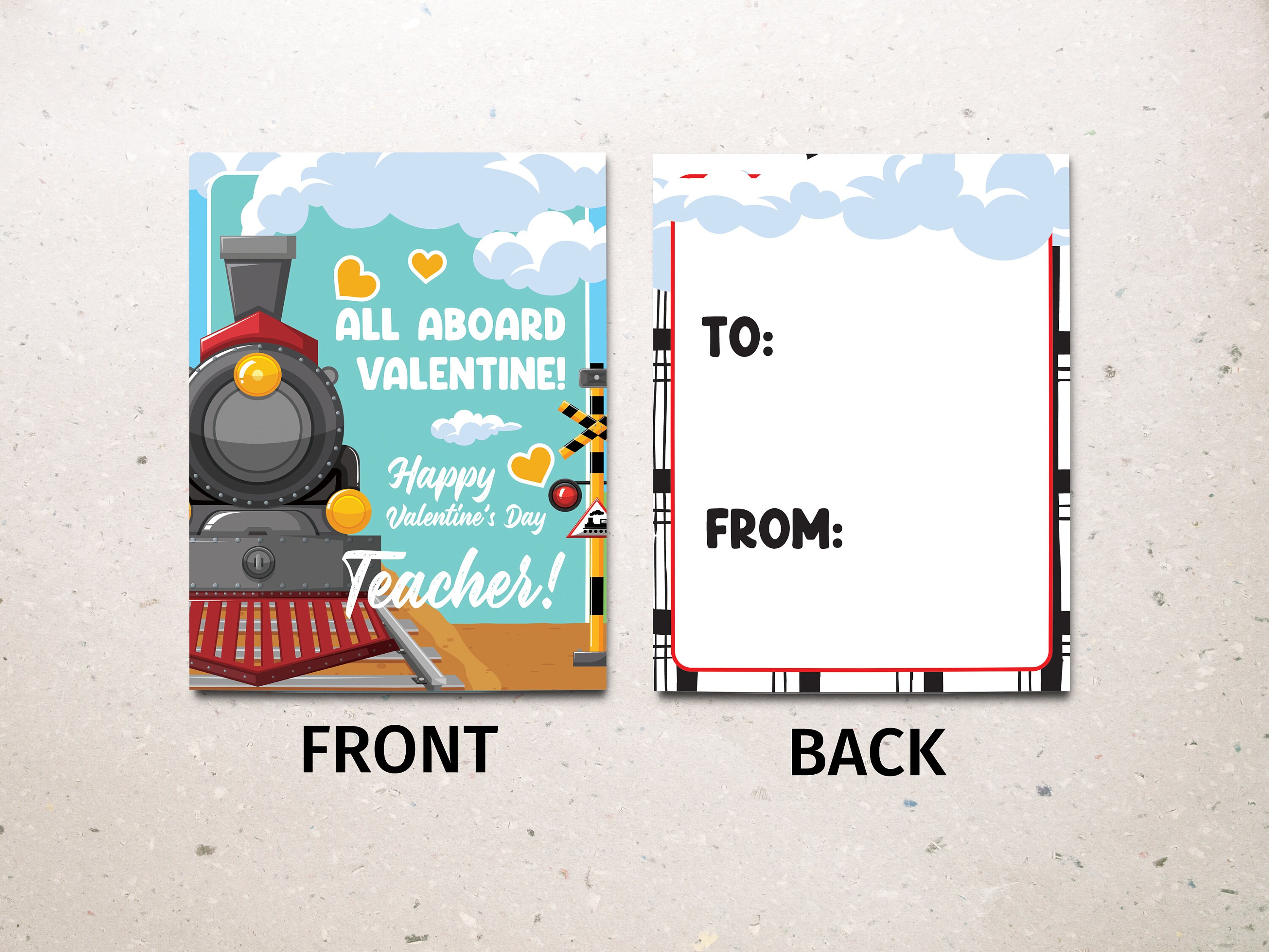 Valentines Cards for Kids, 25 Cards for School, Train Locomotive ...