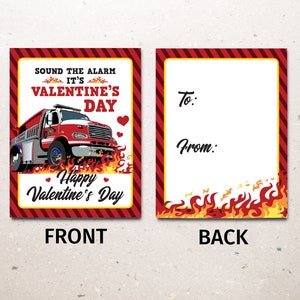Valentines Cards for Kids, 25 Cards for School, Fire Truck Valentine's ...