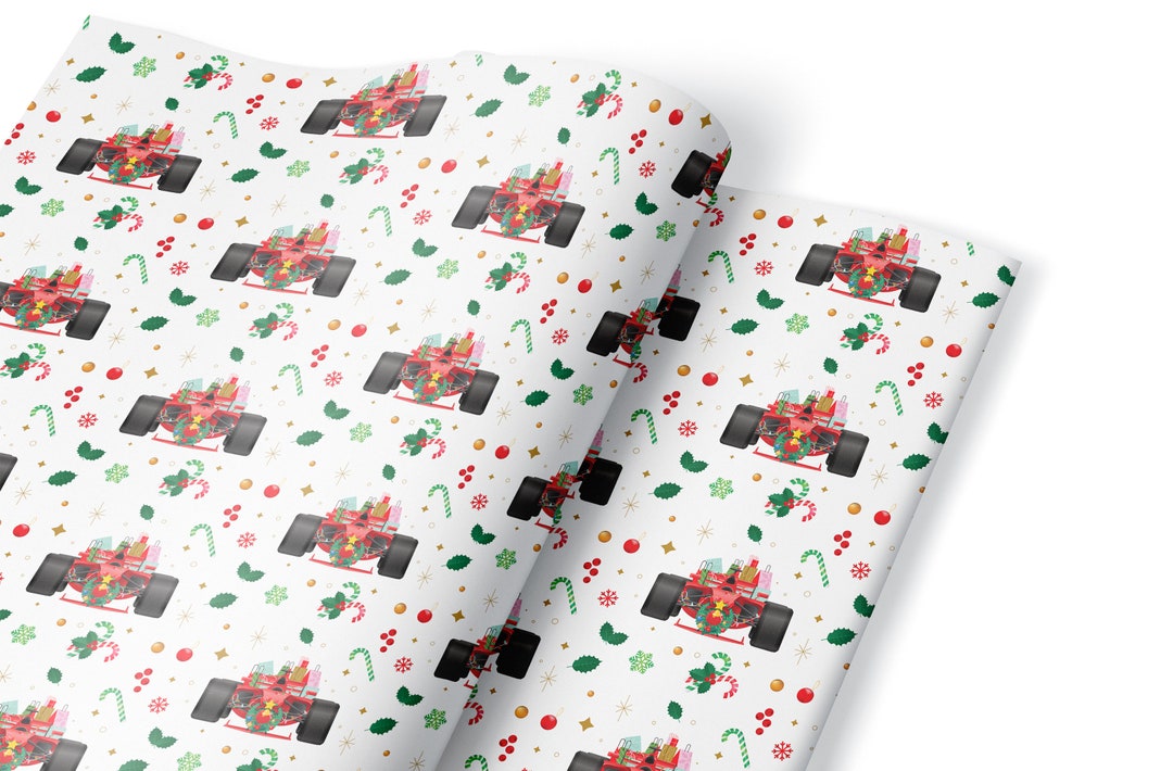 Wrapping Paper With Race Car. Christmas Wrapping Paper Sheets, Cute ...