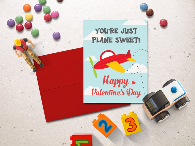 Valentines Cards for Kids, 25 Cards for School, Airplane Valentine's ...