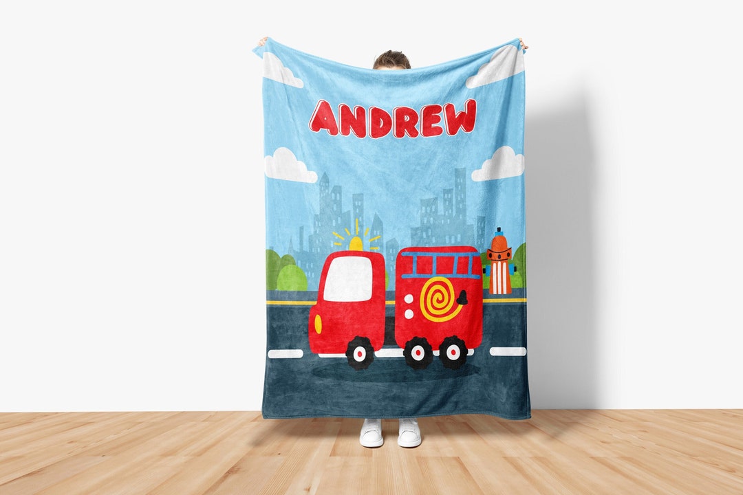 Personalize Fire Truck Blanket, Custom Blanket for Boys, Toddler ...