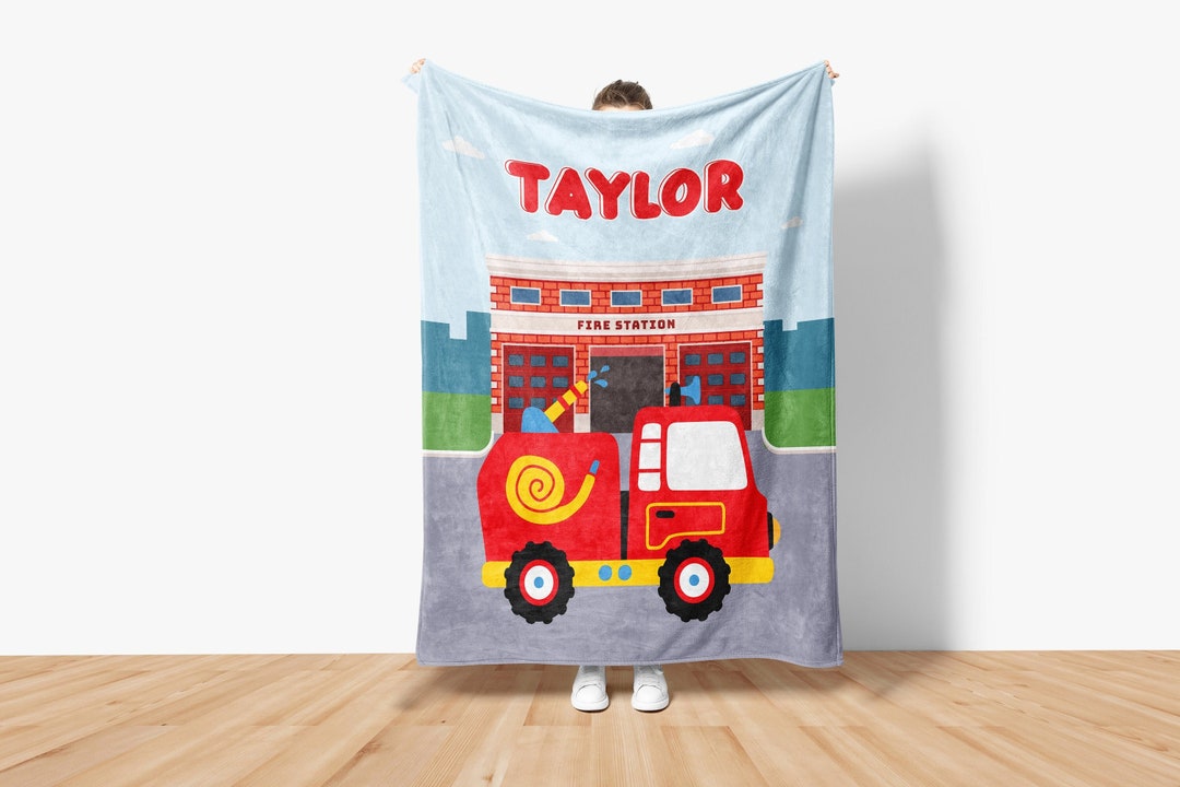 Personalize Fire Truck Blanket, Custom Blanket for Boys, Toddler ...
