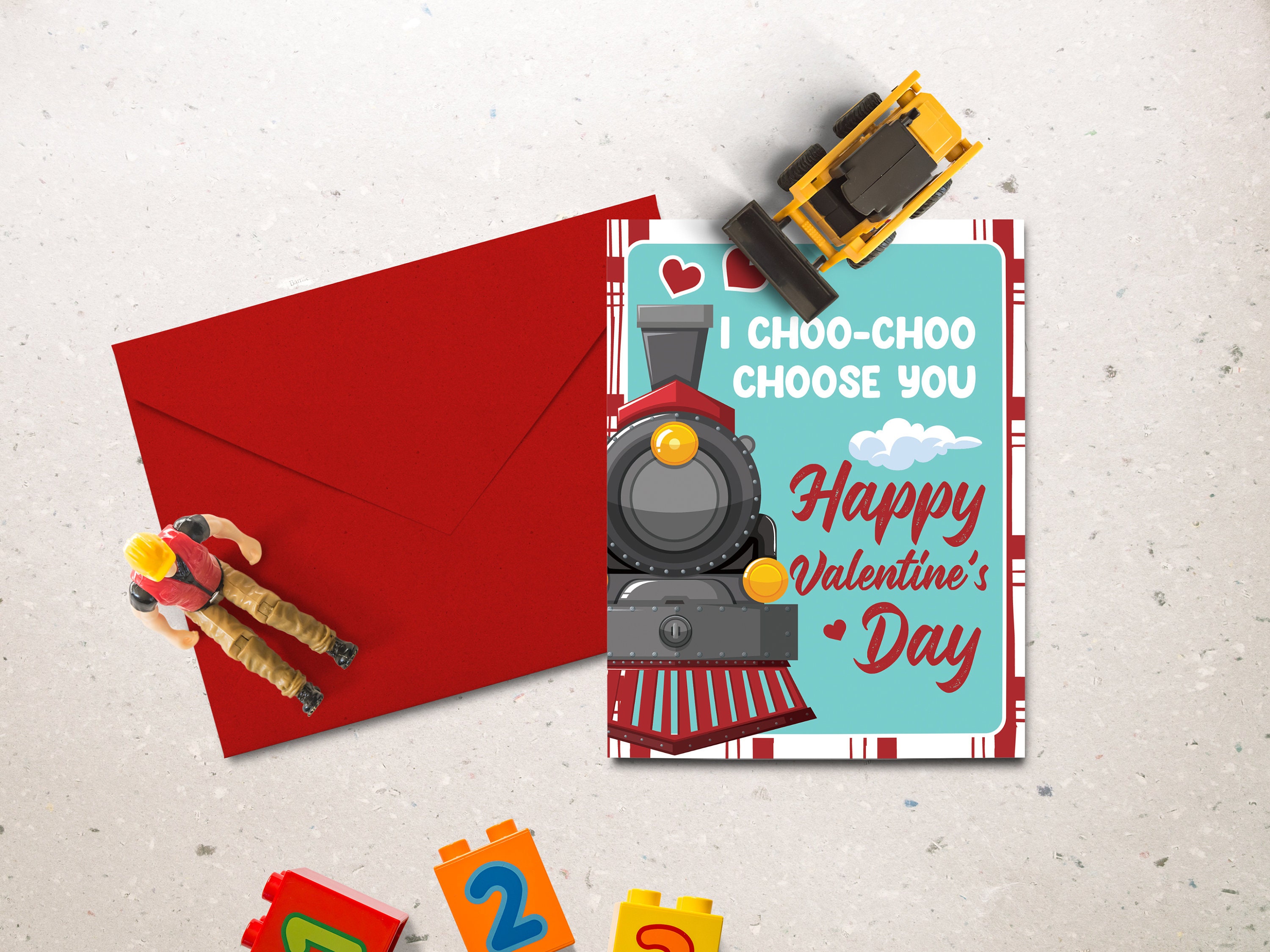 Valentines Cards for Kids, 25 Cards for School, Train Locomotive ...