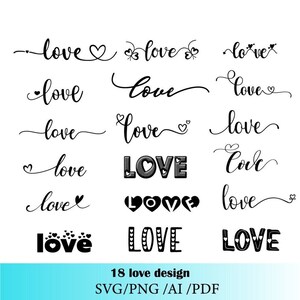 Love Svg / Love Word Calligraphy Svg / Love Svg Bundle Love Script With ...