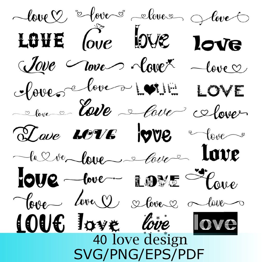 Amor svg / amor palabra caligrafía svg / amor paquete svg / Amor script ...