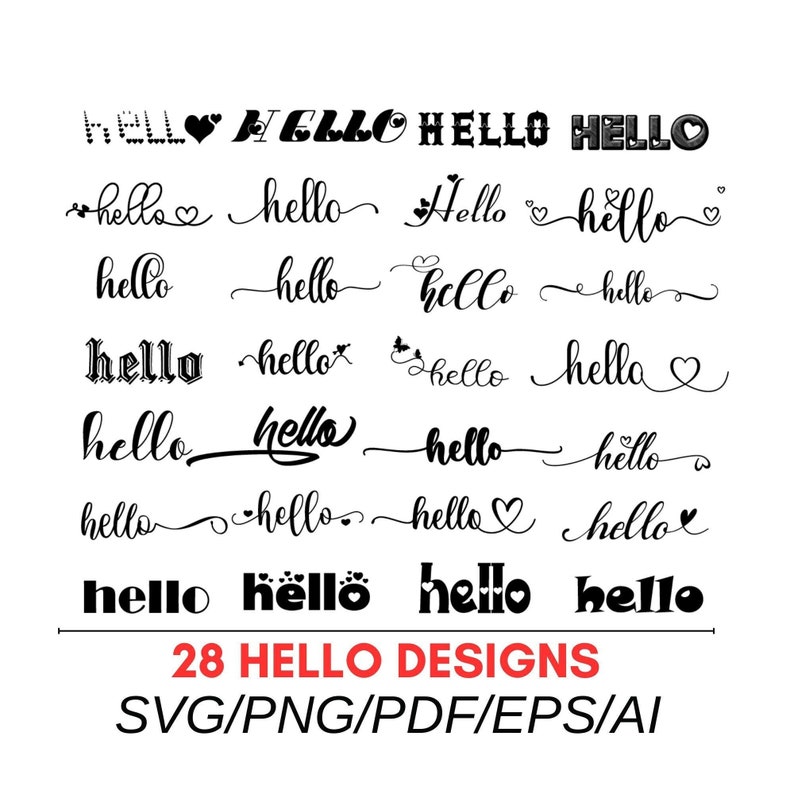 Hello Svg / Hello Svg Bundle / Hello Svg Hand Lettered / Hello - Etsy