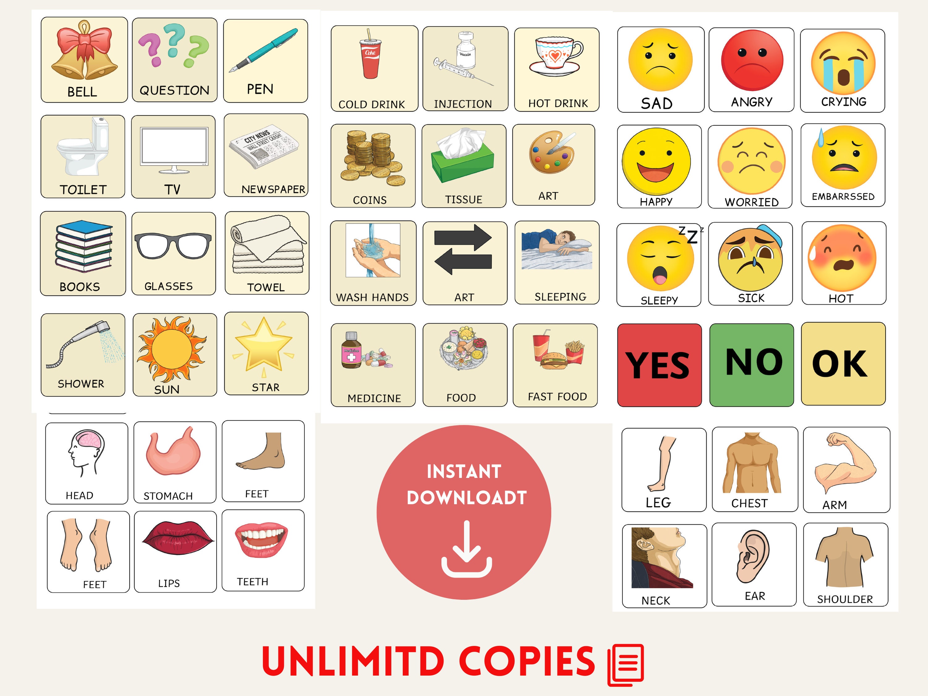 Communication Cards for Seniors, Printable Pecs Communication Cards ...