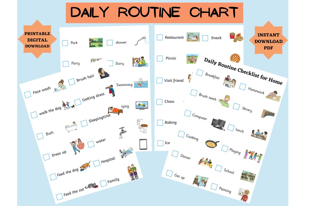 Editable Daily Kids Routine Cards/ Daily Routine Checklist for - Etsy