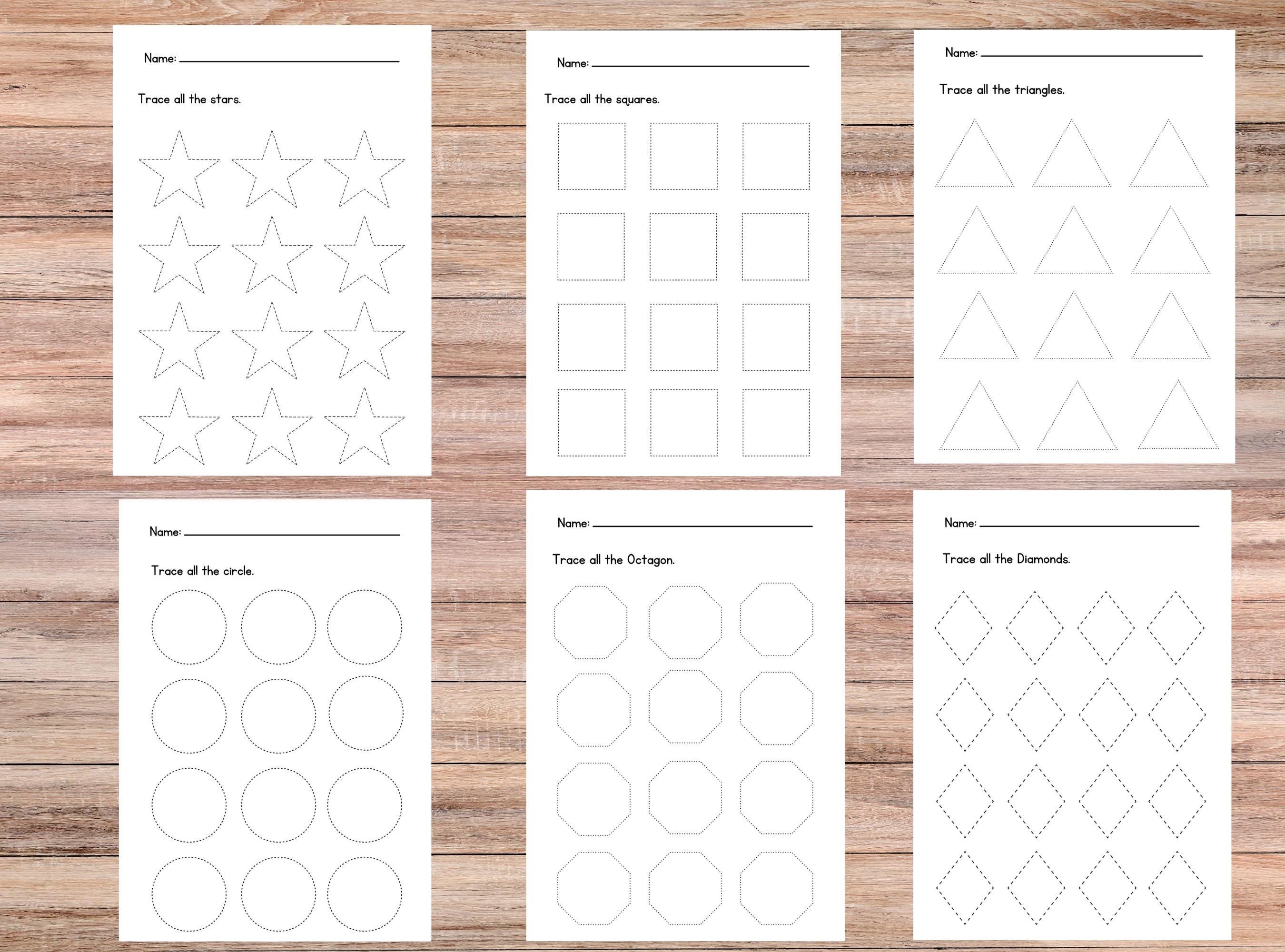 Preschool Shape Tracing, Basic Shape Tracing, Shape Tracing Worksheets ...