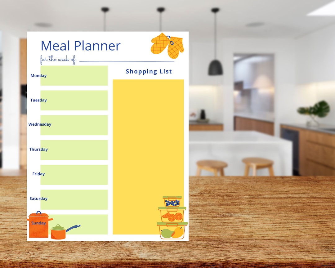 Meal Planner, Colorful Kitchen Planner, Printable Menu Planner ...