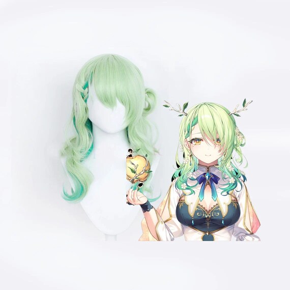 Wig English Cosplay Girls Gradient Green Wigs Long Curly Wavy - Etsy