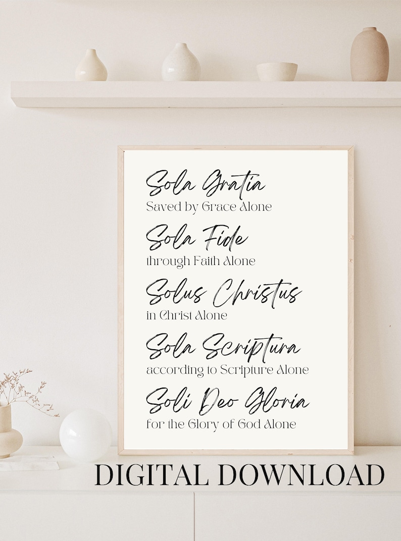 5 Solas Printable Reformed Artwork Christian Decor for Home - Etsy