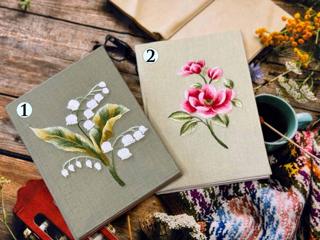 Floral Hand Embroidered Notebook, Personalized Embroidered Journal ...