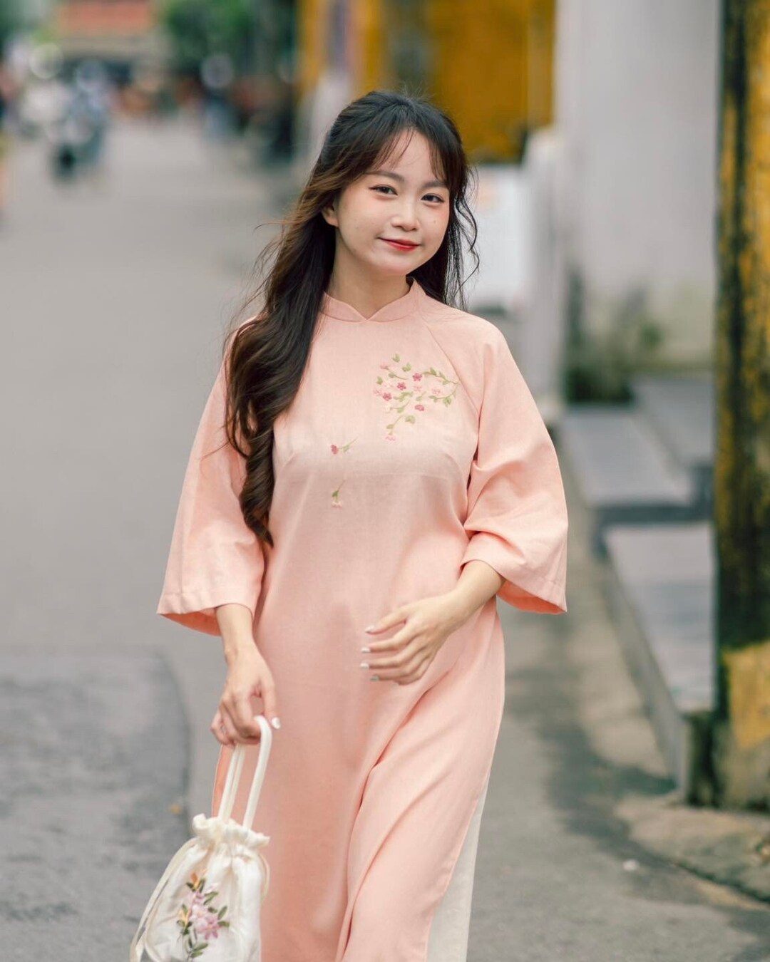 Handmade Embroidery Ao Dai, Ao Dai Linen, Ao Dai Plus Size, Embroidered ...