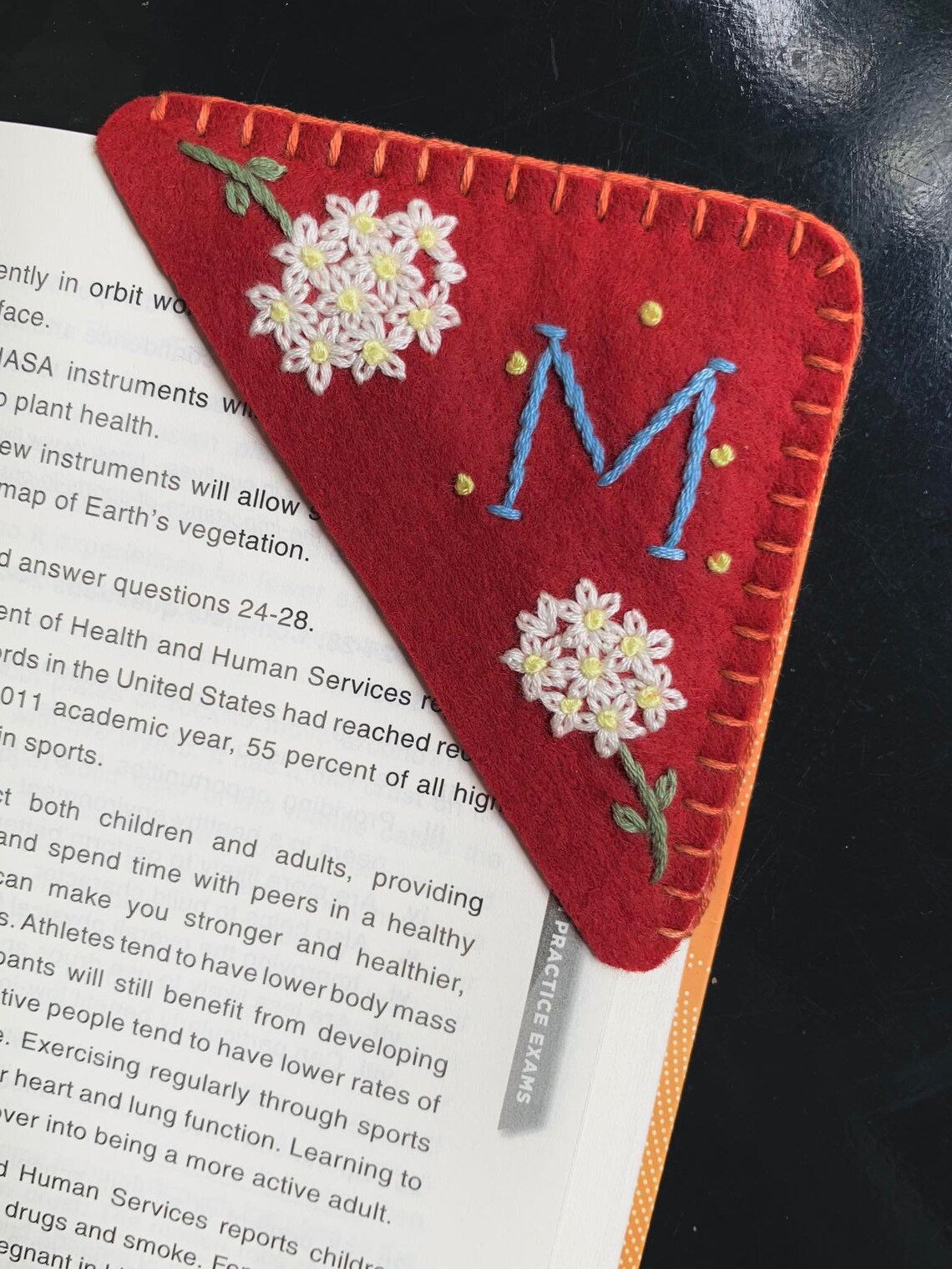 Personalized Embroidered Letter Bookmarks, Custom Embroidered Corner ...