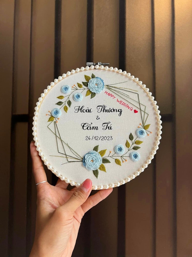 Personalized Wedding or Anniversary Embroidery, Custom Wedding ...