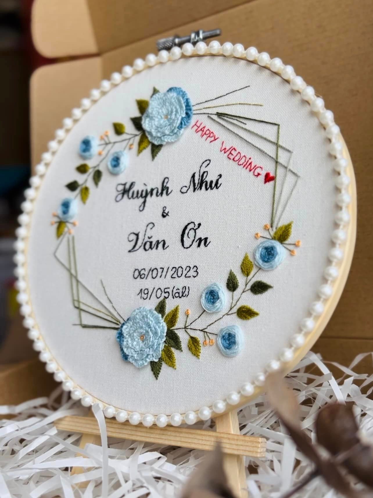 Personalized Wedding or Anniversary Embroidery, Custom Wedding ...