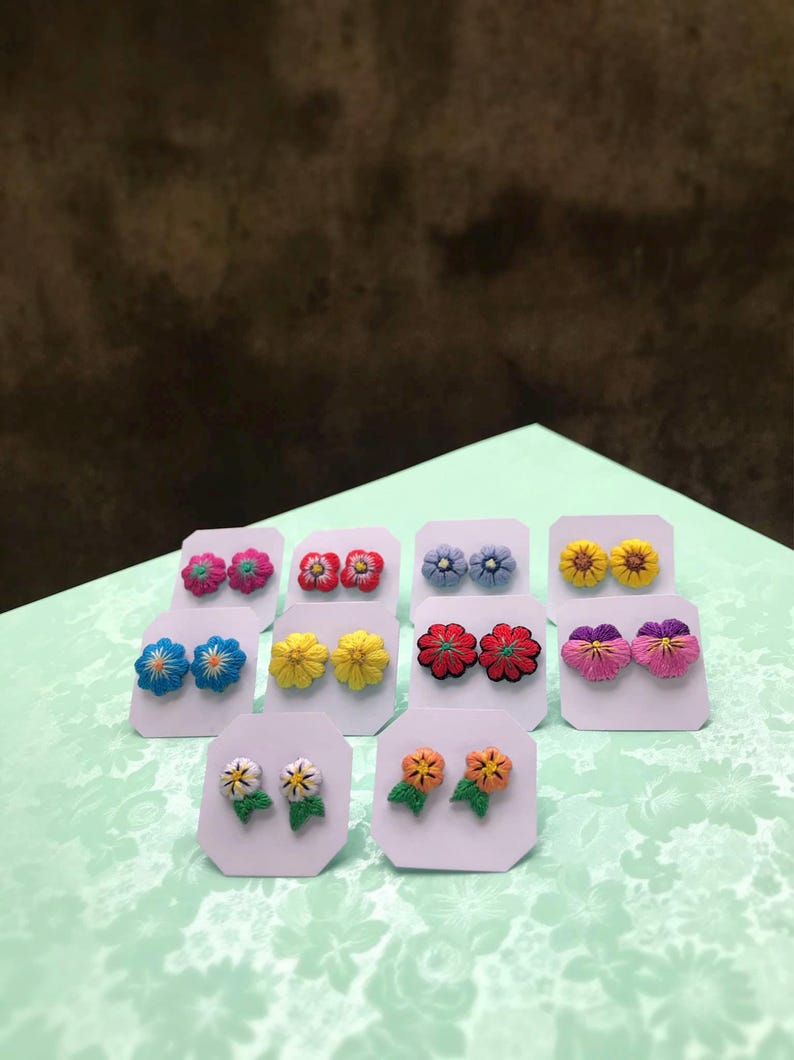 Hand Embroidered Earrings, Handmade Earrings, Custom Embroidered ...