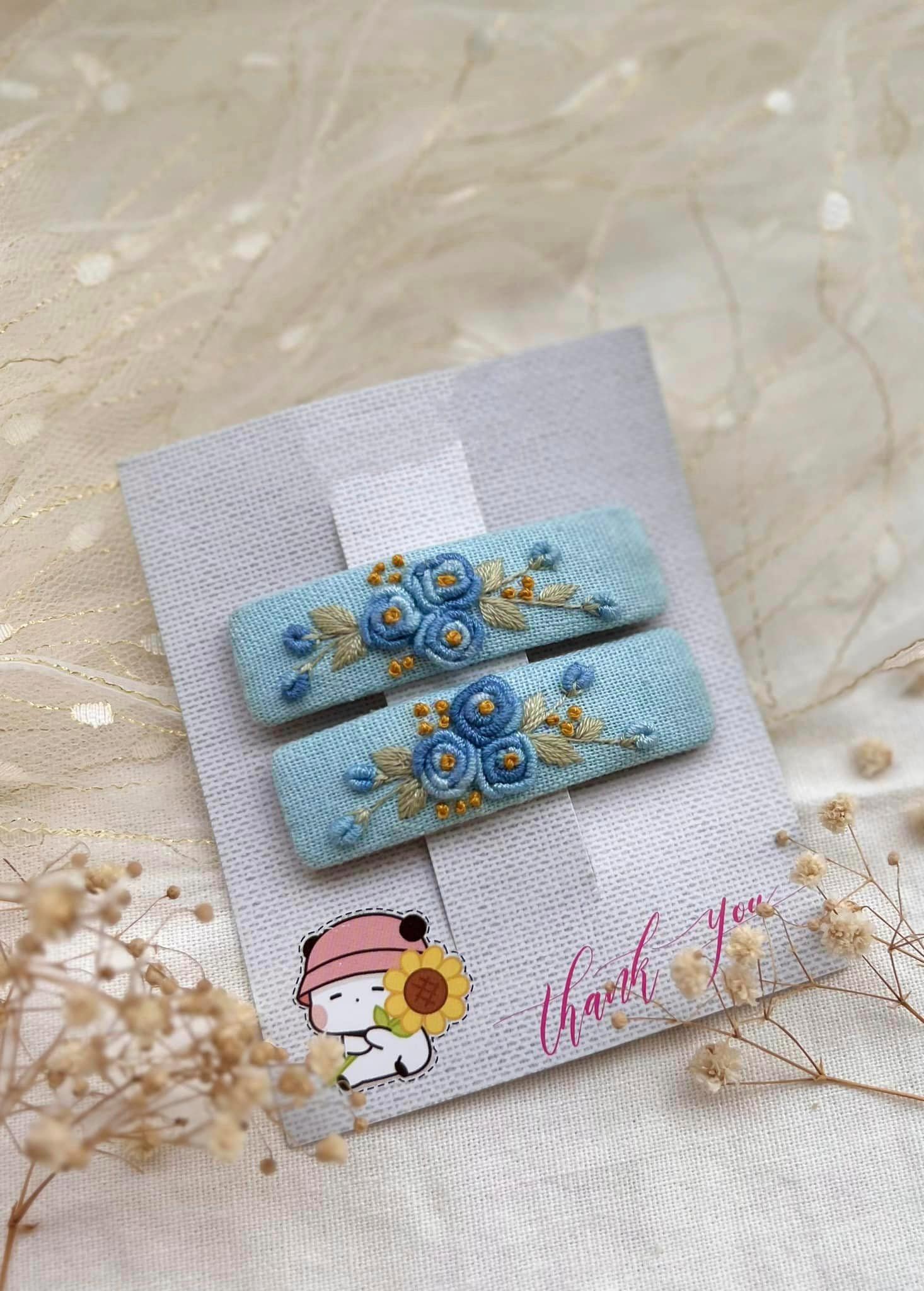 Handmade Embroidered Hair Clip, Flower Embroidered Hair Clip, Cute ...