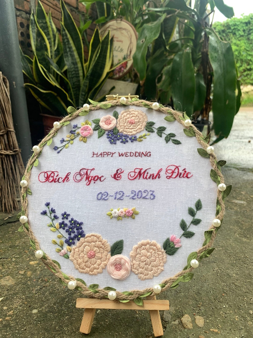 Personalized Wedding or Anniversary Embroidery, Custom Wedding ...