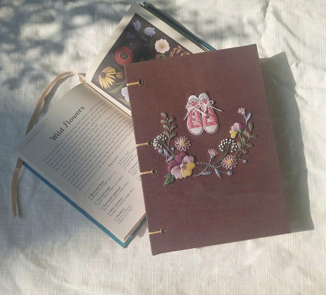 Floral Hand Embroidered Notebook A5, Personalized Embroidered Journal ...