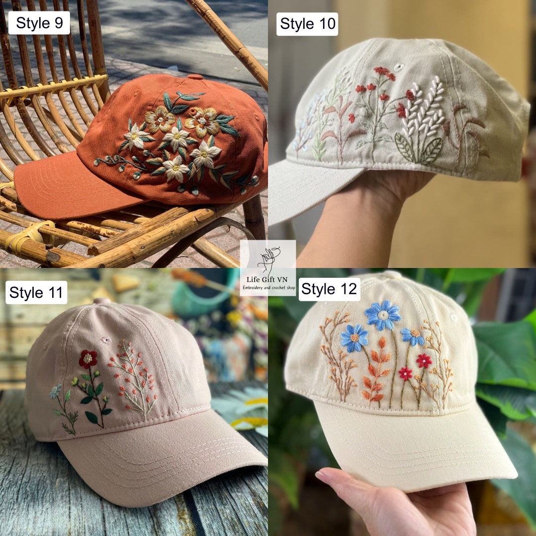 Custom Embroidered Baseball Cap, Personalized Floral Embroidered Hat ...