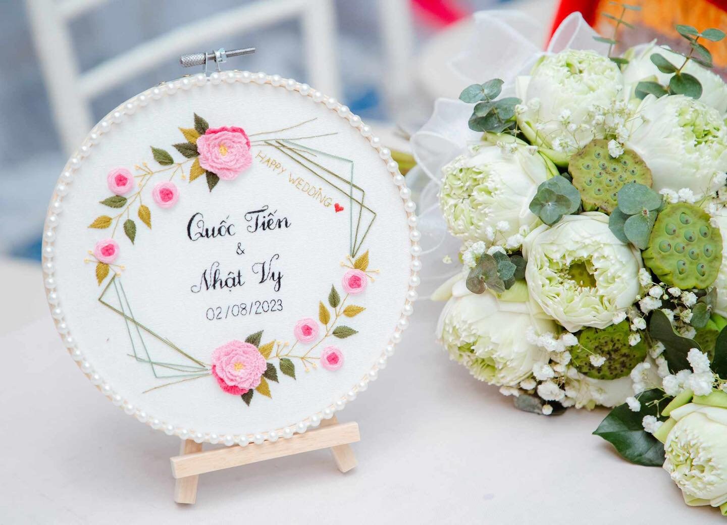 Personalized Wedding or Anniversary Embroidery, Custom Wedding ...