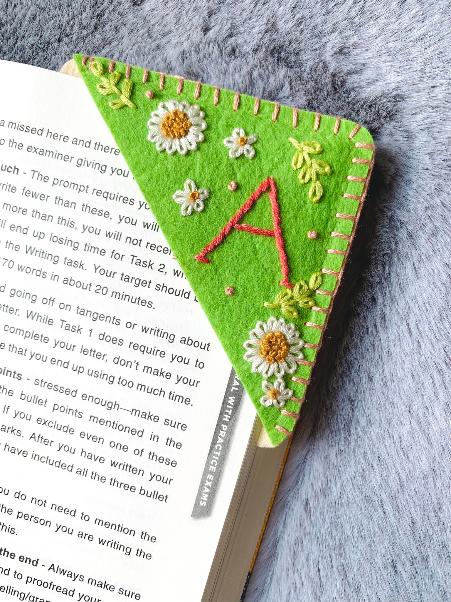 Personalized Embroidered Letter Bookmarks, Custom Embroidered Corner ...