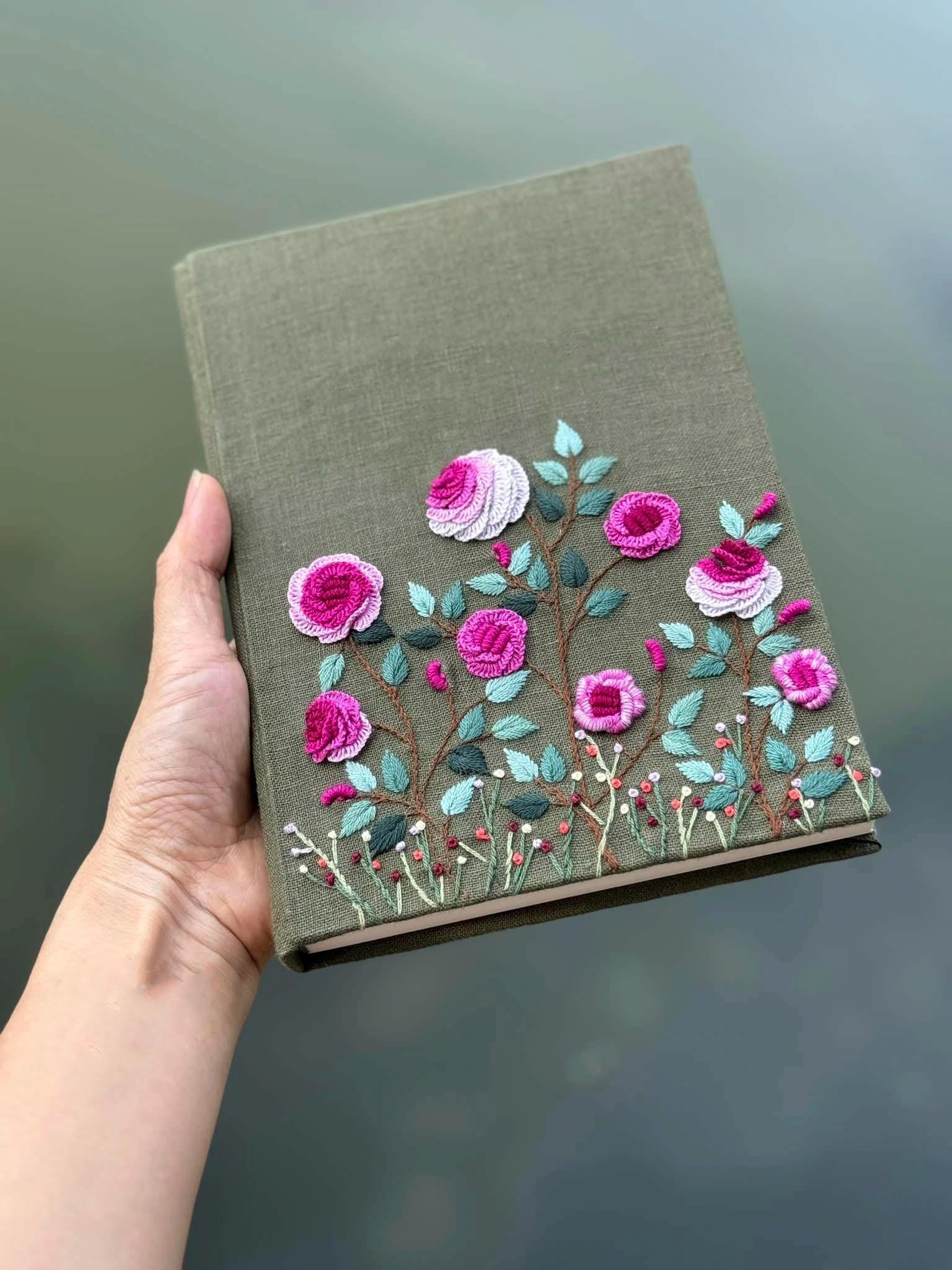 Personalized Hand Embroidered Notebook A5, Fabric Hardcover Notebook ...