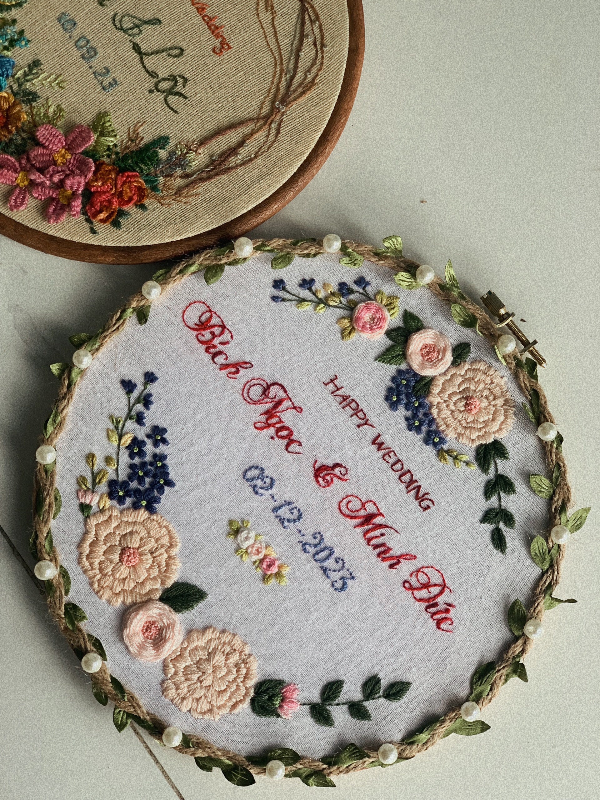 Personalized Wedding or Anniversary Embroidery, Custom Wedding ...