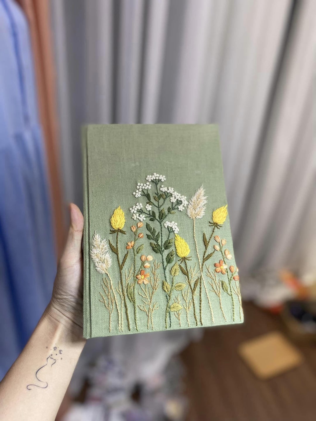 Personalized Hand Embroidered Notebook, Handmade Fabric Notebook ...