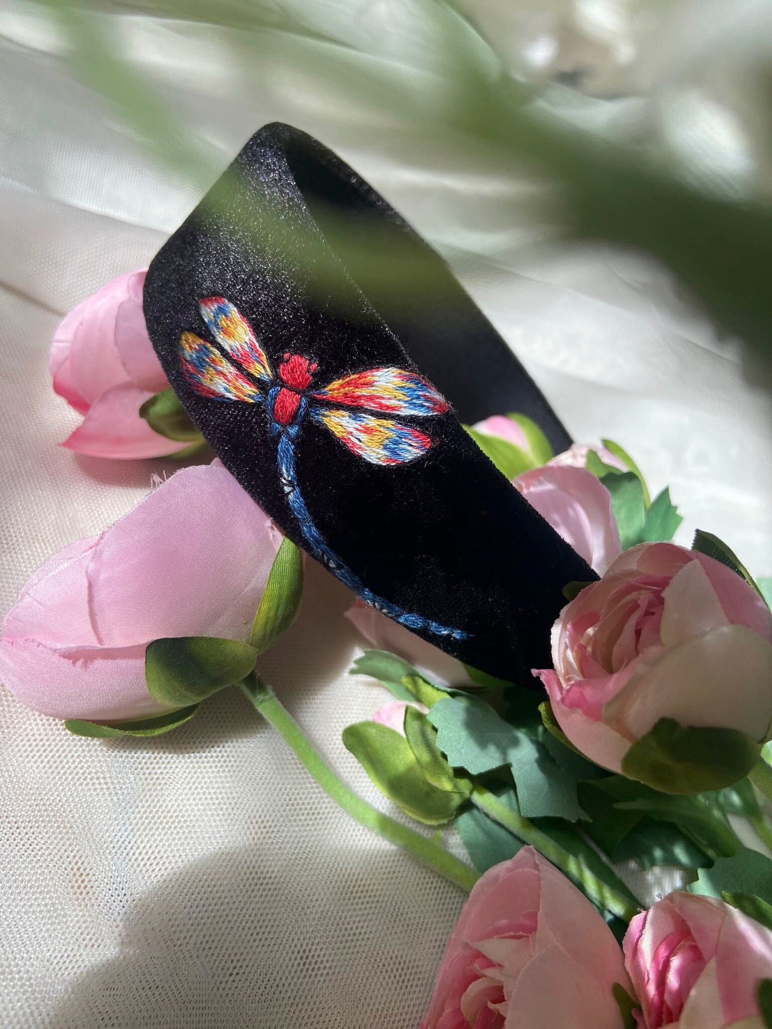 Hand-embroidered Dragonfly Headband, Linen Turban, Vietnamese Gift - Etsy
